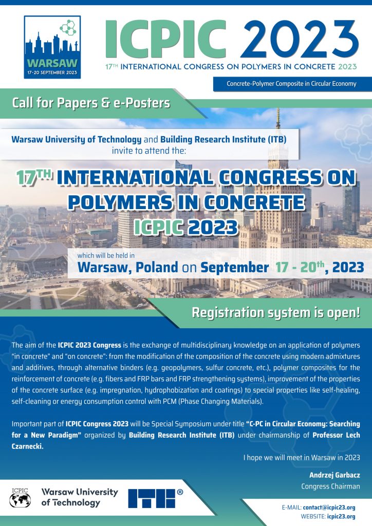 ICPIC 2023: Concrete-Polymer Compositein Circular Economy. Call for ...